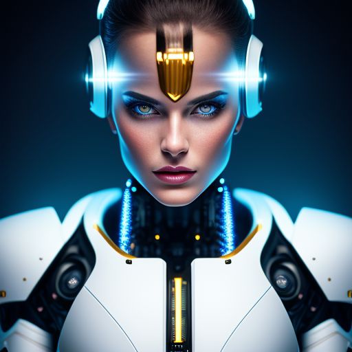 firm-wasp578: enigmatic portrait, cybernetic golden body shines in the ...
