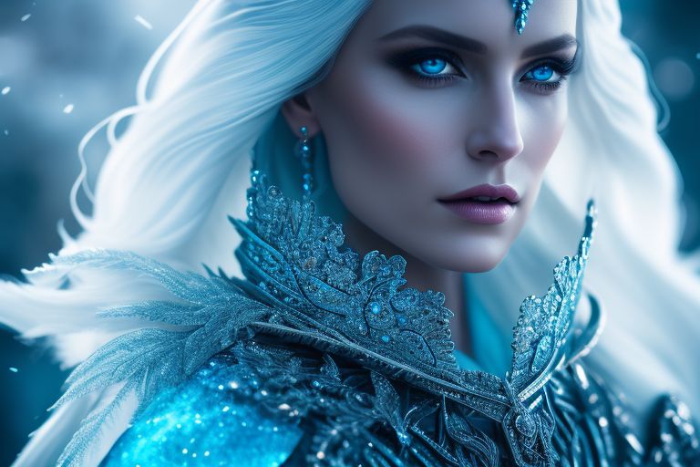 frozen-ibex316: The Ice Queen - a regal woman with long, flowing white ...