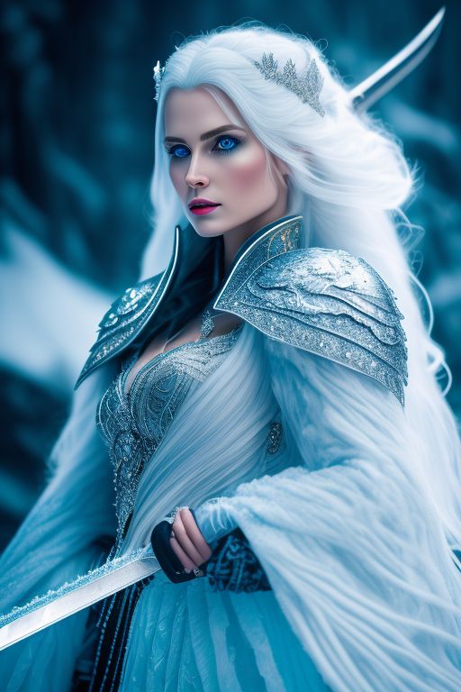 frozen-ibex316: The Ice Queen - a regal woman with long, flowing white ...