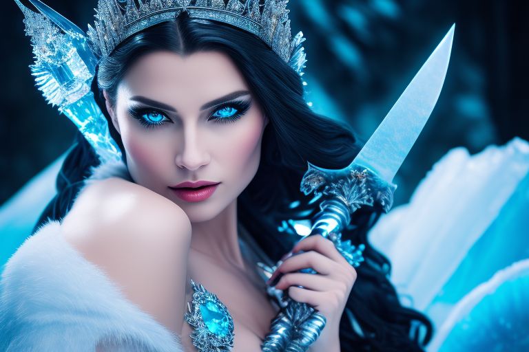 frozen-ibex316: The Ice Queen - a regal woman with long, flowing dark ...