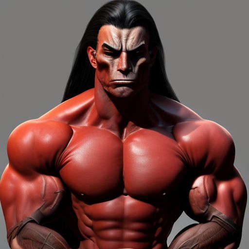 H0m3mdalua4: Extremely muscular man with a leather mask and long hair ...