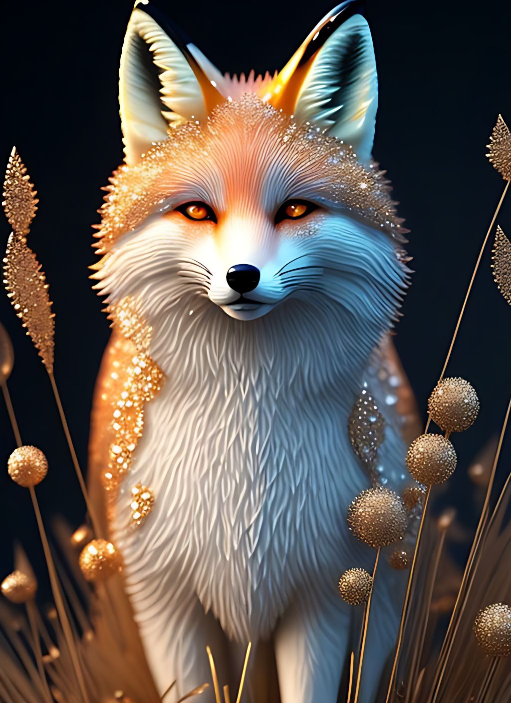 worldly-crow60: fluffy chested 9-tasil kitsune fox crystal-clear ...