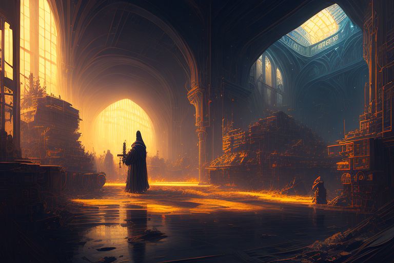 muted-dog829: A fabric factory, medieval style, clay golens, old people ...