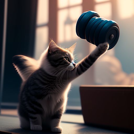 junior-human268: Cat lifting up the weights,4K, Hyper realstic with mid ...