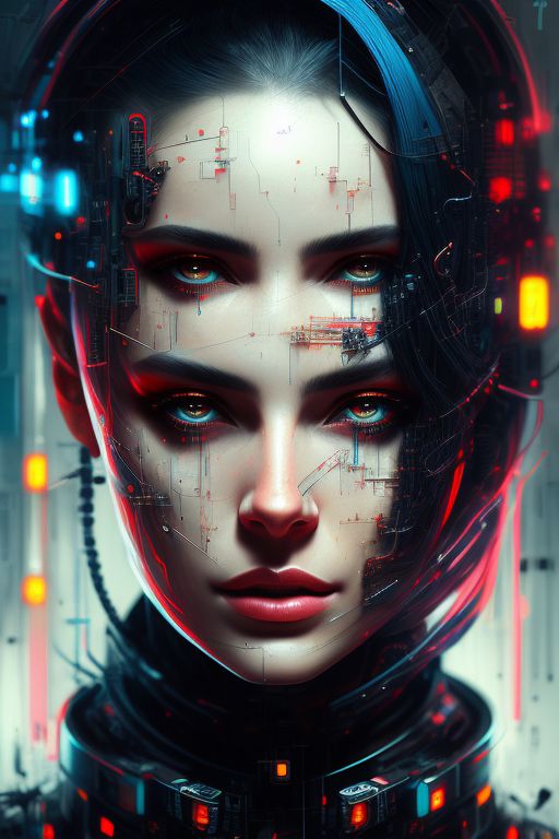 hot-okapi985: hyperrealistic portrait of a cyberpunk hacker woman, by ...