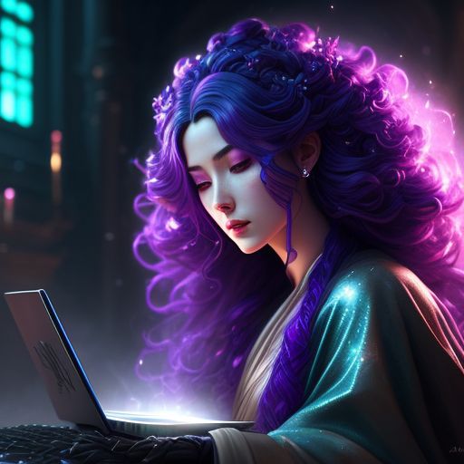 tarawithtiaras: the caster woman in flowing robes works at her laptop ...