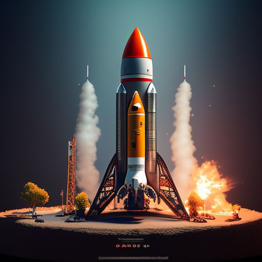 lanky-kudu895: Draw a space rocket taking off from a launch pad, with ...