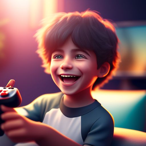 fine-newt265: 3d illustration of a happy boy from the future playing ...