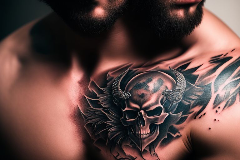 Skull Chest Tattoo