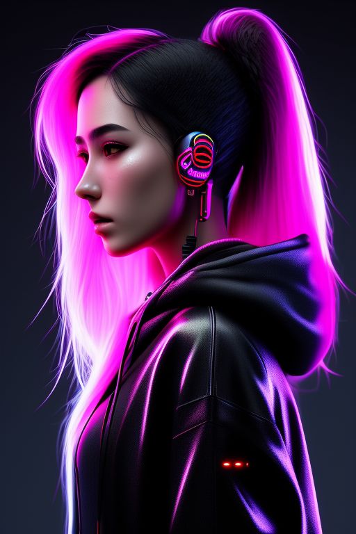 Cris: Cyberpunk urban city girl cool oversize hoodie swag neon lights ...