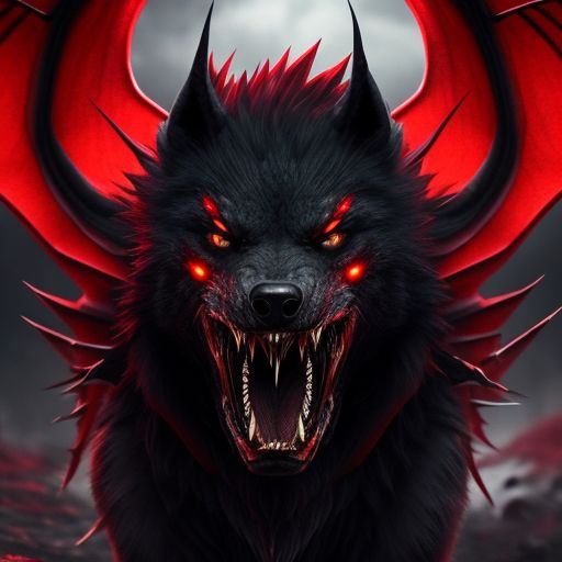 Demon Wolf With Wings Drawings