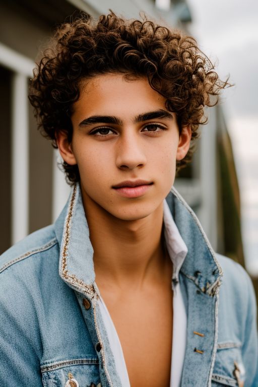Kasans Photograph Of Male 18 Years Old Teen Short Curly Hair Blue