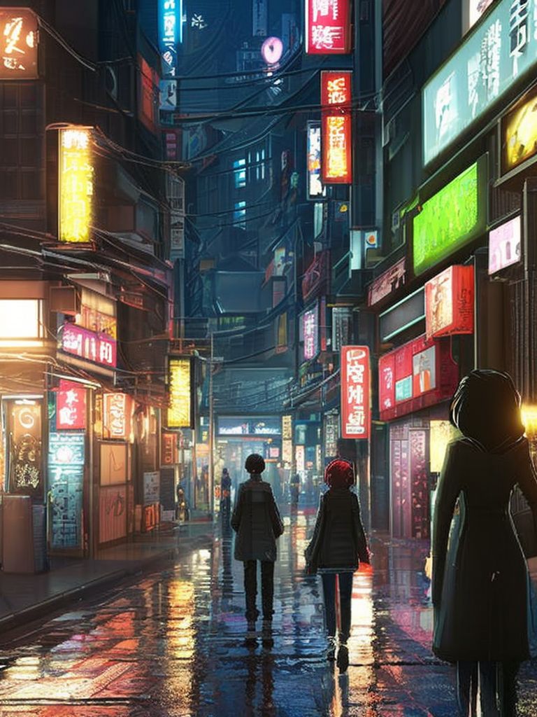 Anime City Street Background Night