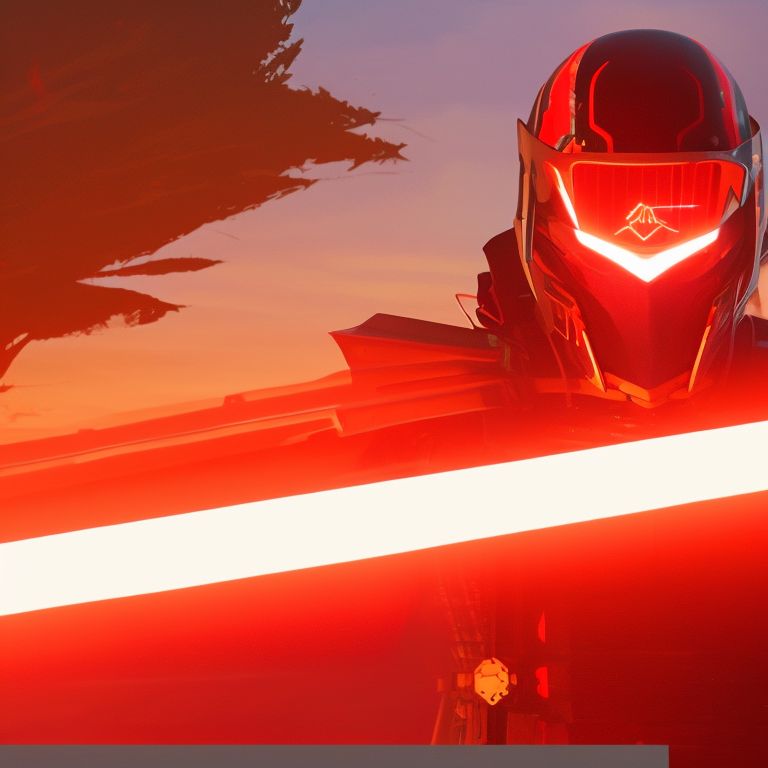 Kz: cyberninja with red glowing mantis blades with a japanese ...