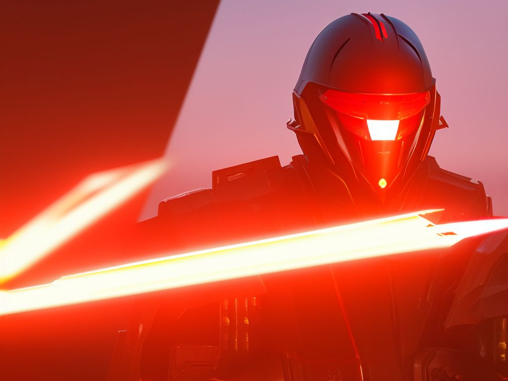 Kz: cyberninja with red glowing mantis blades with a japanese ...