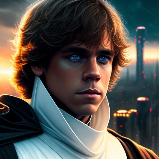 intent-worm603: portrait of 25 years old luke skywalker wearing a white ...