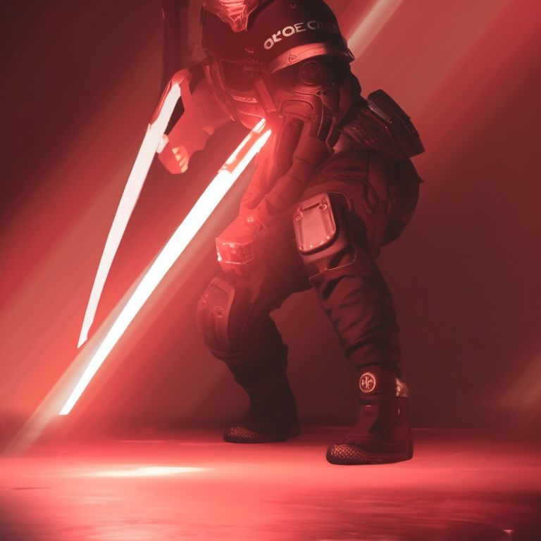 Kz: cyberninja with red glowing mantis blades/arm blades with a ...