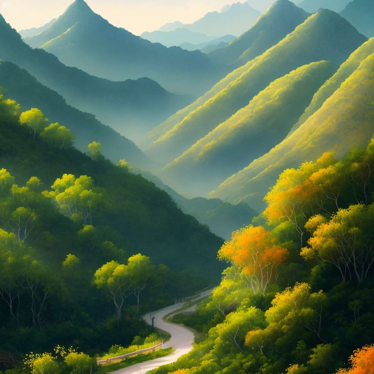 icy-walrus968: A painting of chinese mountains in greens lined with ...