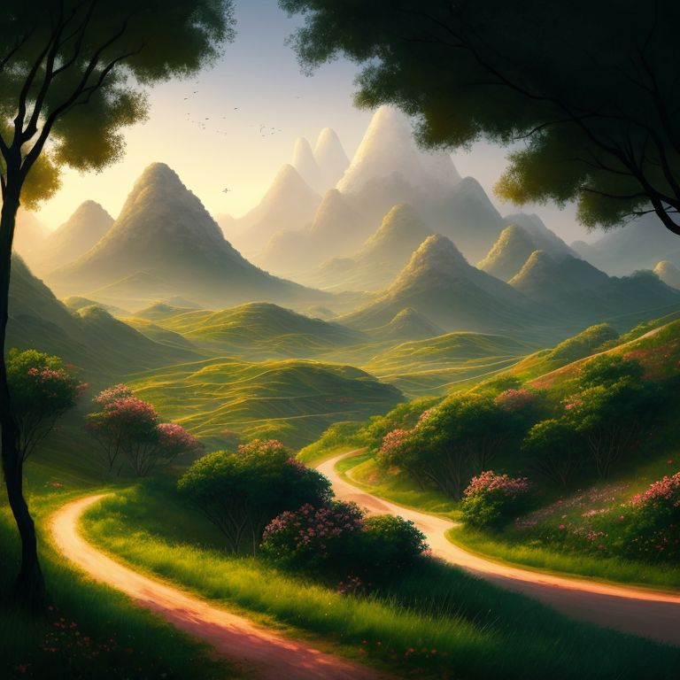 icy-walrus968: A painting of chinese mountains in greens lined with ...