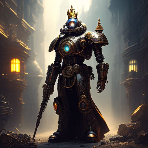 agile-rail862: Steampunk, robot , god, king, stone, humanoid, crippled