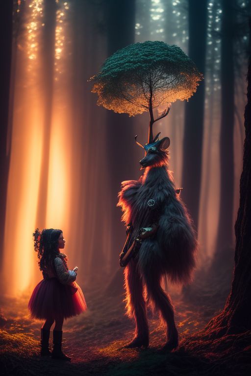 drafty-shrew643: A young girl next to a fantasy puppet creature in a ...