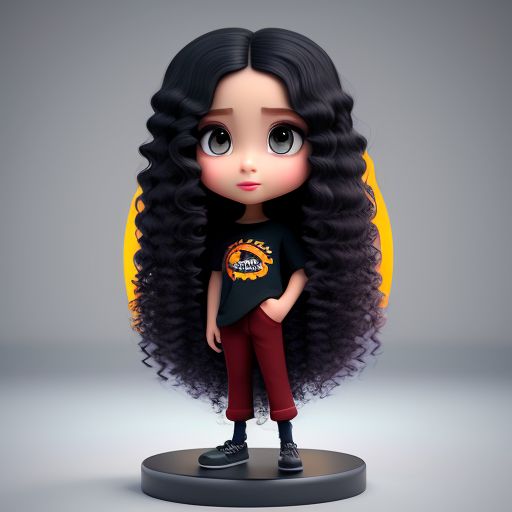 Chibi Girl With Curly Hair Template