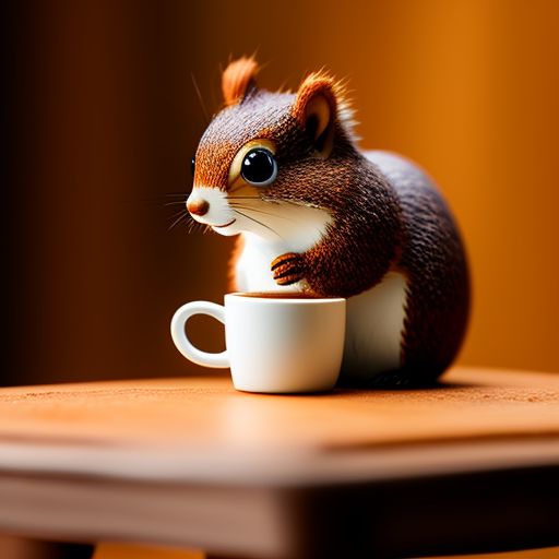 Squirrel Drinking Coffee