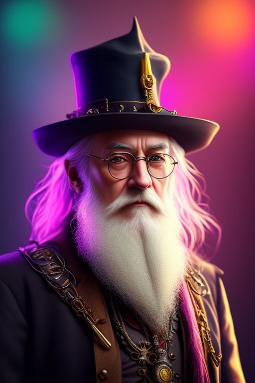drafty-shrew643: Steampunk Dumbledore, neutral facial expression, high ...
