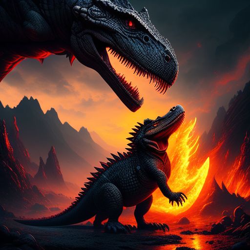 all-kudu535: dragon crocodile monkey t rex teeth horn lava