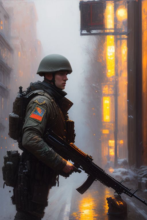 elated-trout46: a russian male soldier, with tactical armor, holding an ...