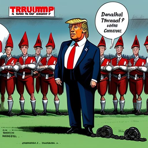 hidden-tiger292: Donald Trump as part of a chain gang, cartoon style