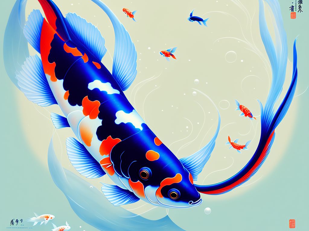Koi Fish Drawing Wallpaper