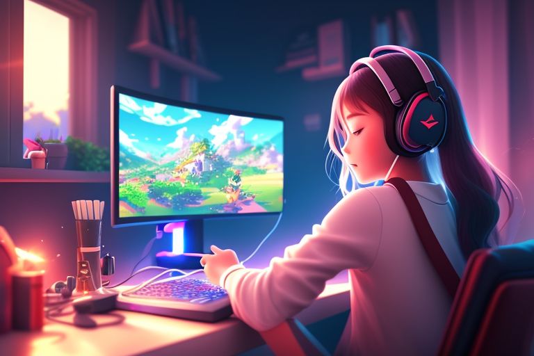 Anime Girl Playing Video Games