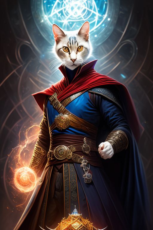 Fedoraxsa: fullbody of a anthropomorphic cat as doctor strange