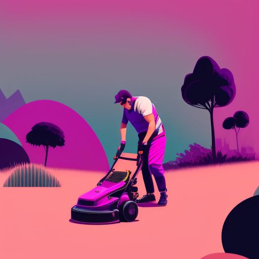 torn-boar126: Man in the backyard mowing the lawn with his heavy lawn ...