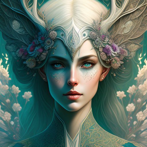 hard-yak421: Elf female , white hair, deer horns on her head, pretty ...