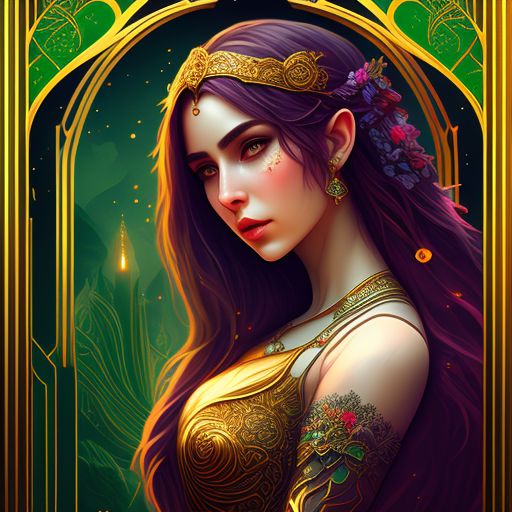 Enchantress: Woman, elf, green and white color palette, sad, concerned ...