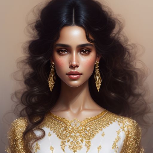 frizzy-bat424: Beautiful wavy dark brown hair, gold filigree, white ...
