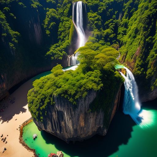 hard-chough87: drone photography with waterfall amount mountain in Thailand