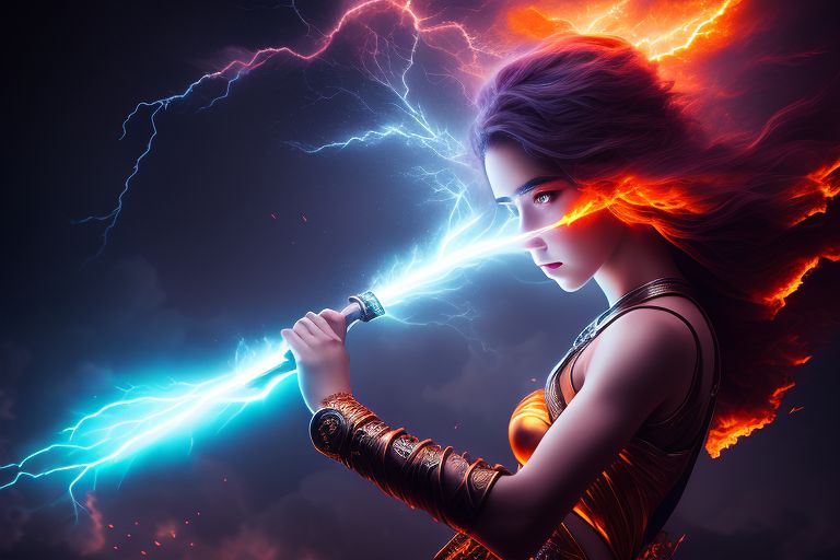 icky-owl691: Teen goddess with the power of lightning fire and nature with a sword