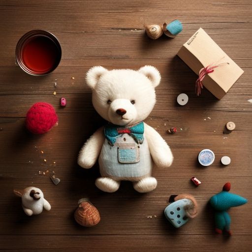 Fedoraxsa: ฺBlood Teddy bear decorated with small toys