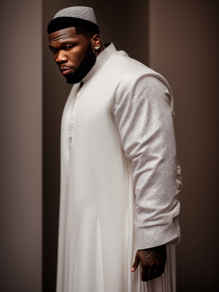 rough-chough45: Rapper 50 cent celebrating eid mubarak and wearing A thawb