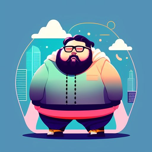 wise-pigeon435: Fat man, blue rectangular glasses, with a sweatshirt ...