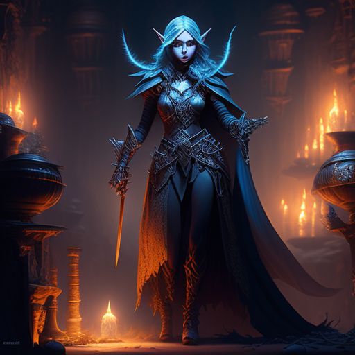 shiny-ant695: young drow half-elf female sorcerer with spider motif