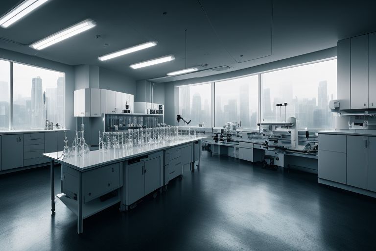 Terry_K: /Imagine prompt: A science lab, a minimalist sci-fi setting ...