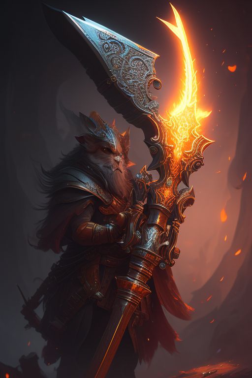 organic-duck312: Highly detailed Magical axe with long wooden handle ...