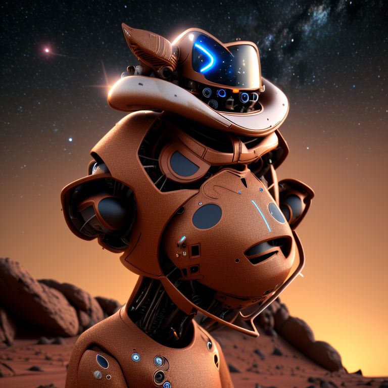 ChangeO: make character into robot on mars, hyper-detailed, blender, 3d, 8k