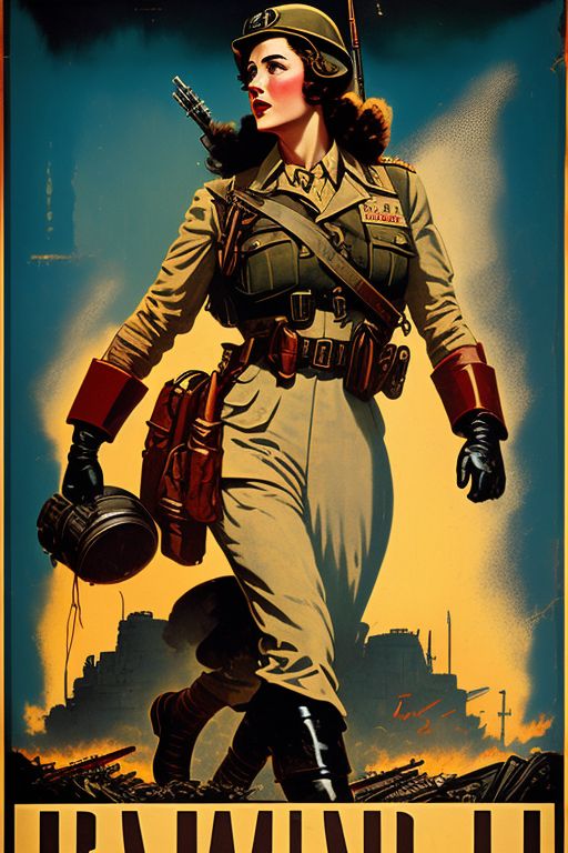 worldly-crow60: War propaganda poster style, woman ironman soldier in ...