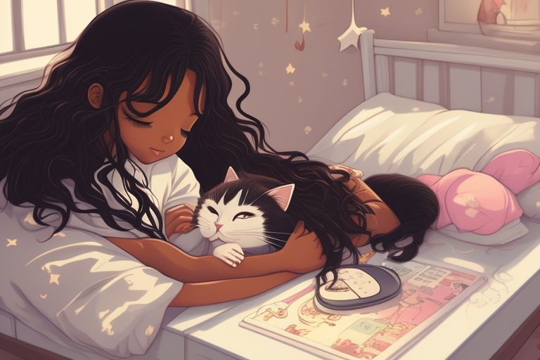 Anime Girl With Brown Hair Sleeping In A Bed