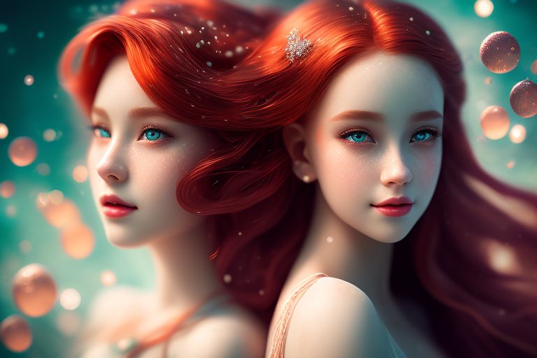 numb-hornet663: Ariel, mermaid girl with tail, Red hair, happy face ...
